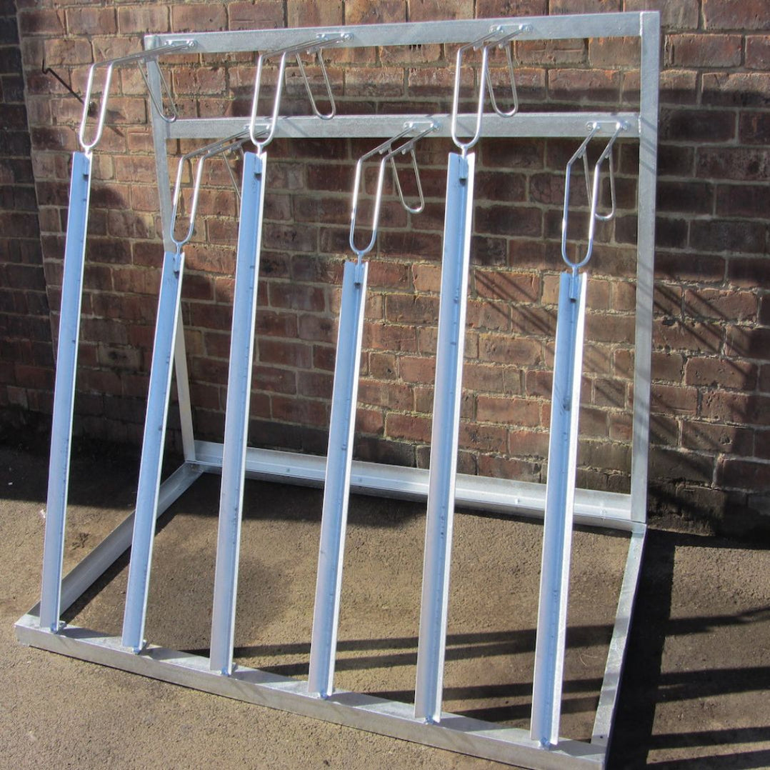 4 Bike Semi Vertical Bike Rack - Space Saving Floor — Bison Products